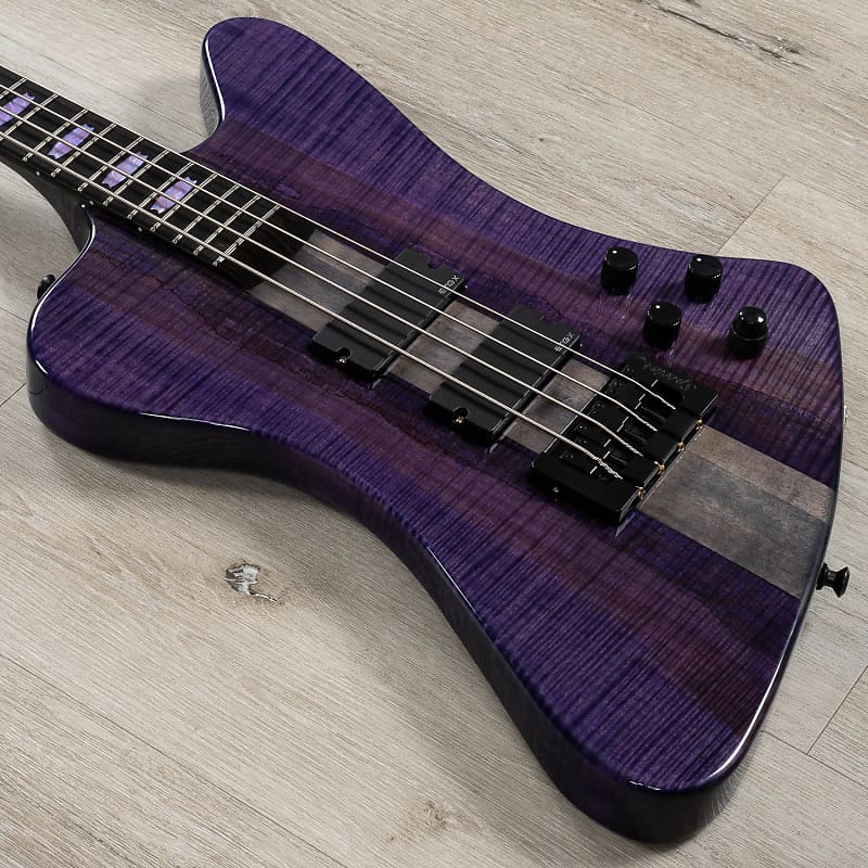 Spector USA NS-4X Bass, Curly Maple over Empresswood, Purple | Reverb