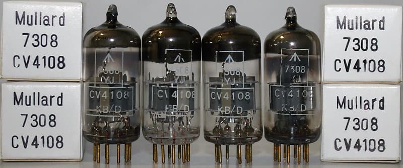7308/CV4108/E88CC MULLARD MATCHED QUAD GOLD PIN GT.BRITIAN | Reverb UK