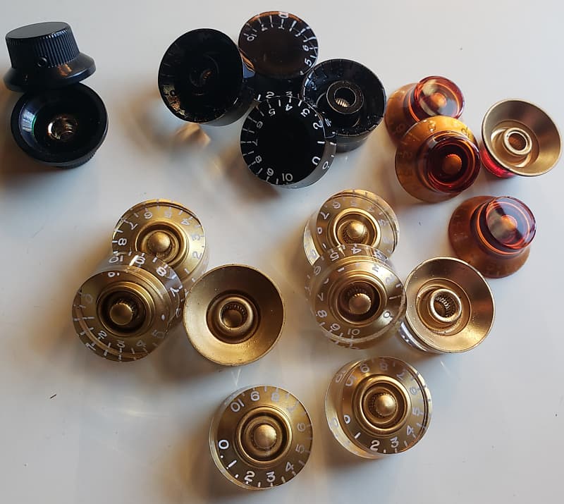 Gibson Black Gold Speed Knobs Mojotone Amber Bell Metal Top | Reverb