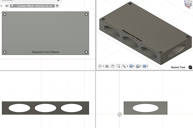 Elephant Foot Risers Custom Blocks 10 x 5 x 1.5 and 3 x 1 x 1 | Reverb