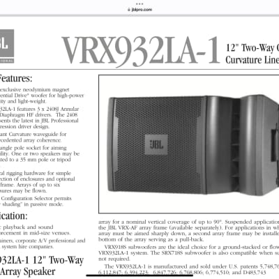 JBL SRX718S VRX932LA Passive Line Array PA System 2014 - | Reverb