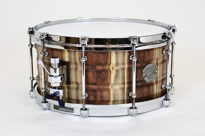 HHG Drums 14x7 Contoured Calico Walnut Stave Snare Drum, | Reverb