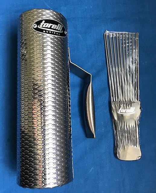 10" x 3" Brazilian Small Guiro Merengue Stainless Steel Hand | Reverb