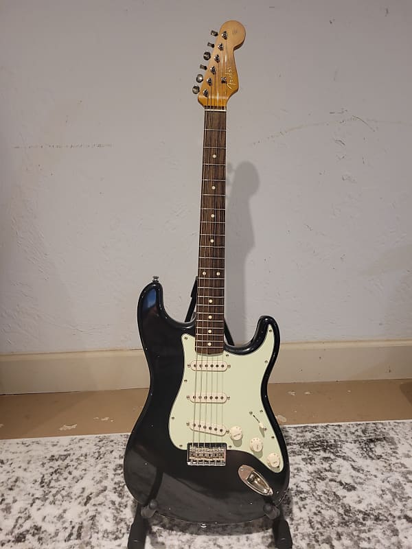 Custom Strat Partscaster Black Nitro Light Relic | Reverb