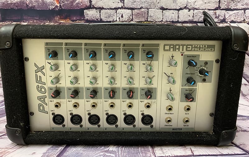 Crate Model PA6FX 220W Powered Mixer - with 6 Channels, EQ, | Reverb