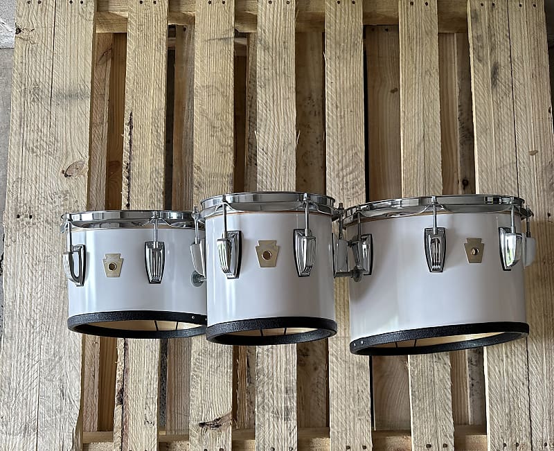 Ludwig USA Made Marching Tri Tom With Vest Carrier - White | Reverb