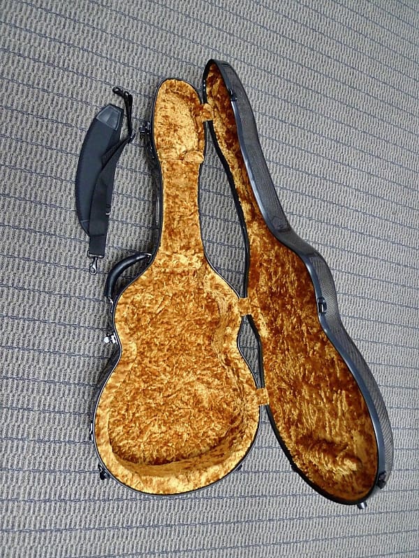 Hoffee Deluxe Carbon Fiber Case, OM/000 Brown/Gold, Includes | Reverb