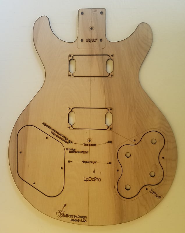 Guitarsbydesign Les Paul DCPro Hybrid Guitar Body Template | Reverb