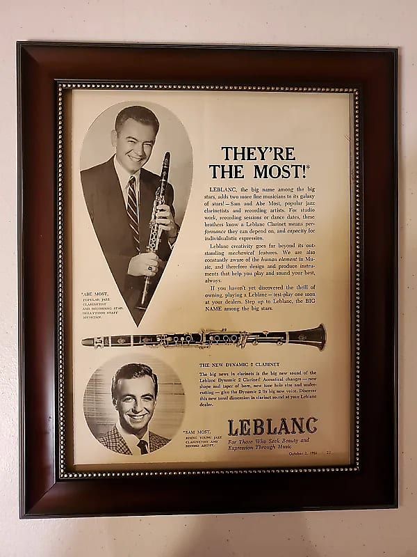 1958 Leblanc Horns Promotional Ad Framed Sam & Abe Most | Reverb