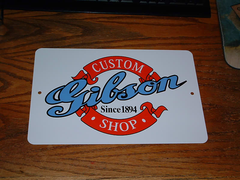 Gibson Custom Shop Metal studio wall sign...12"x8"... White | Reverb