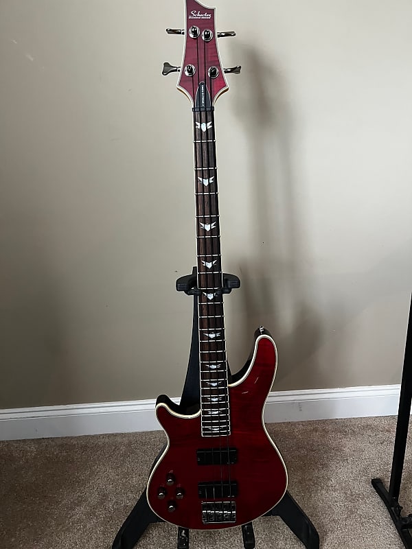 LEFT HANDED SCHECTER OMEN ELITE 4 BASS GUITAR ACTIVE PREAMP & | Reverb