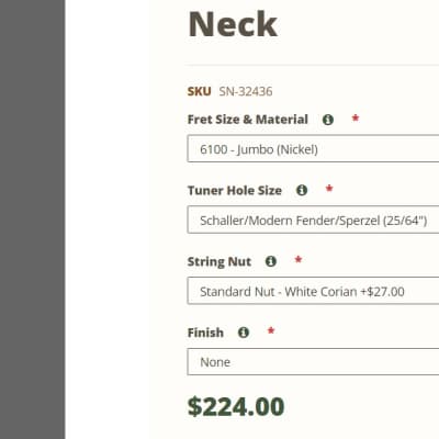 Warmoth SUPER WIDE MAPLE Strat neck 2016 - with HIP SHOT | Reverb