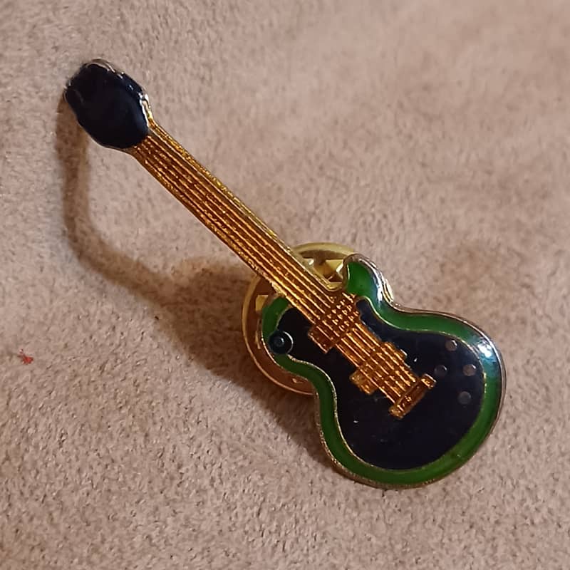 Gibson Black Green Les Paul Vintage 1980s Lapel Guitar Pin | Reverb