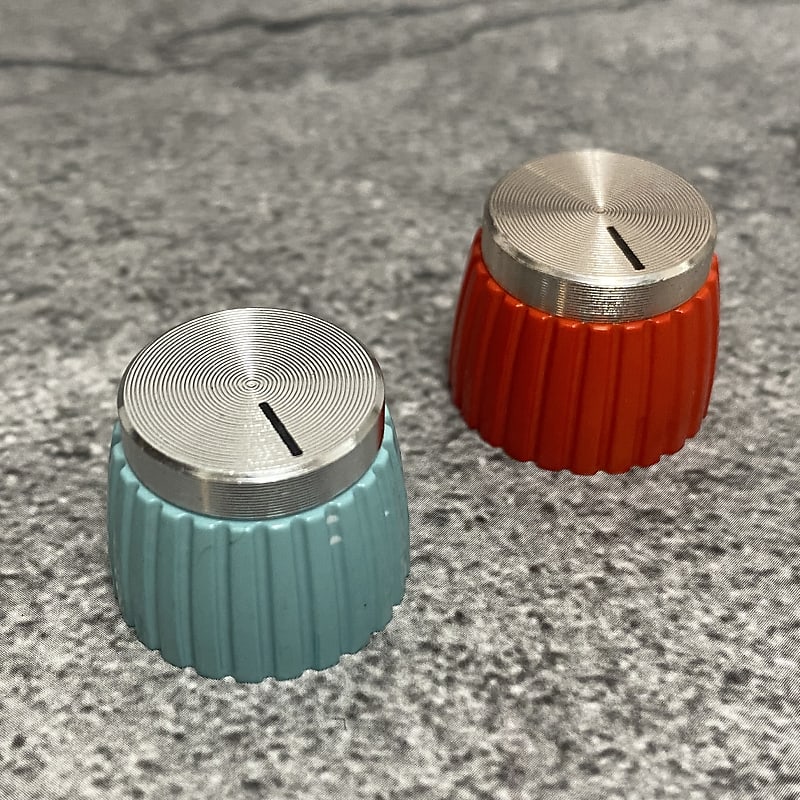 2x Custom Teal & Orange Ltd Set Silver Marshall Amp Knobs | Reverb