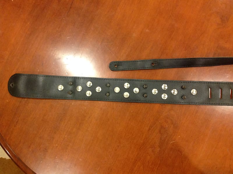 Black studded guitar strap leather | Reverb