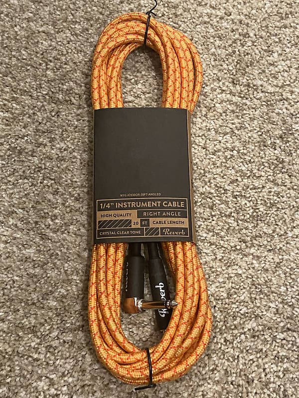 1/4” Instrument Cable 20’ Braided Orange | Reverb