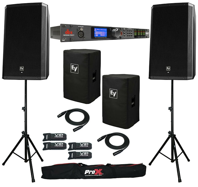 2x EV ZLX-15BT 1000W Bluetooth Speaker + (2) ZLX-15-CVR + PA2 | Reverb