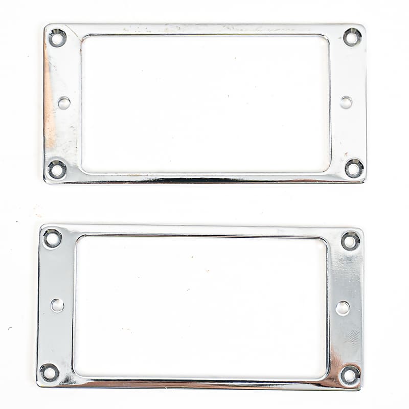 Set of 2 Chromed Brass Metal Humbucker Pickup Rings | Reverb