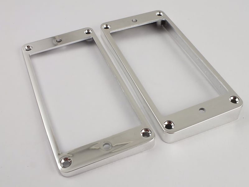Pair of CHROME Curved Base Humbucker Surround Rings Neck & | Reverb