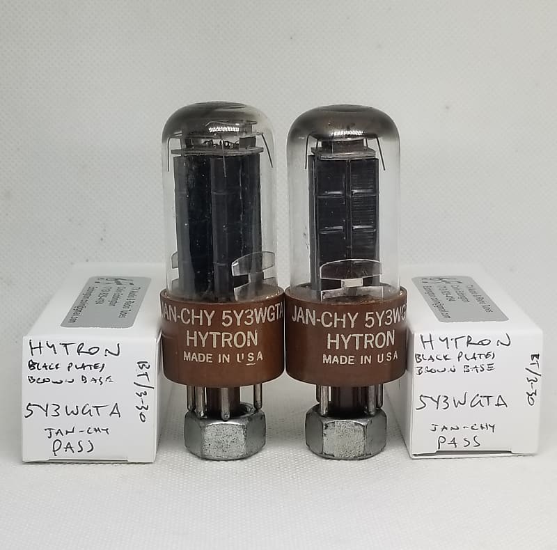 CBS Hytron JAN 5Y3WGTA Brown Base Black Plate Matched Pair | Reverb