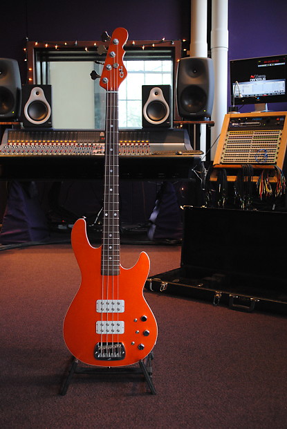 G&L L-2000 Tangerine Metallic Bass, Top Bound White, with | Reverb