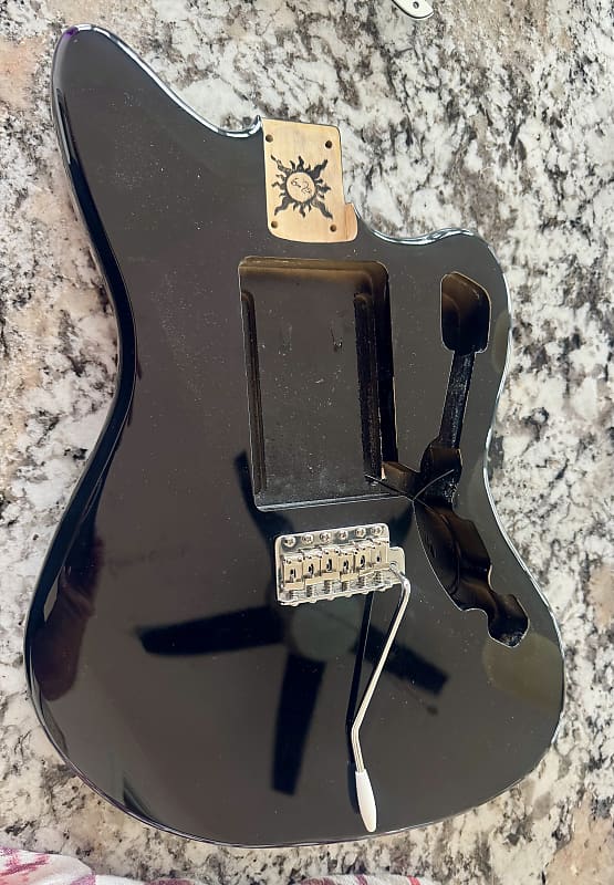 Offset partsocaster with strat trem and EMG's - blackout | Reverb