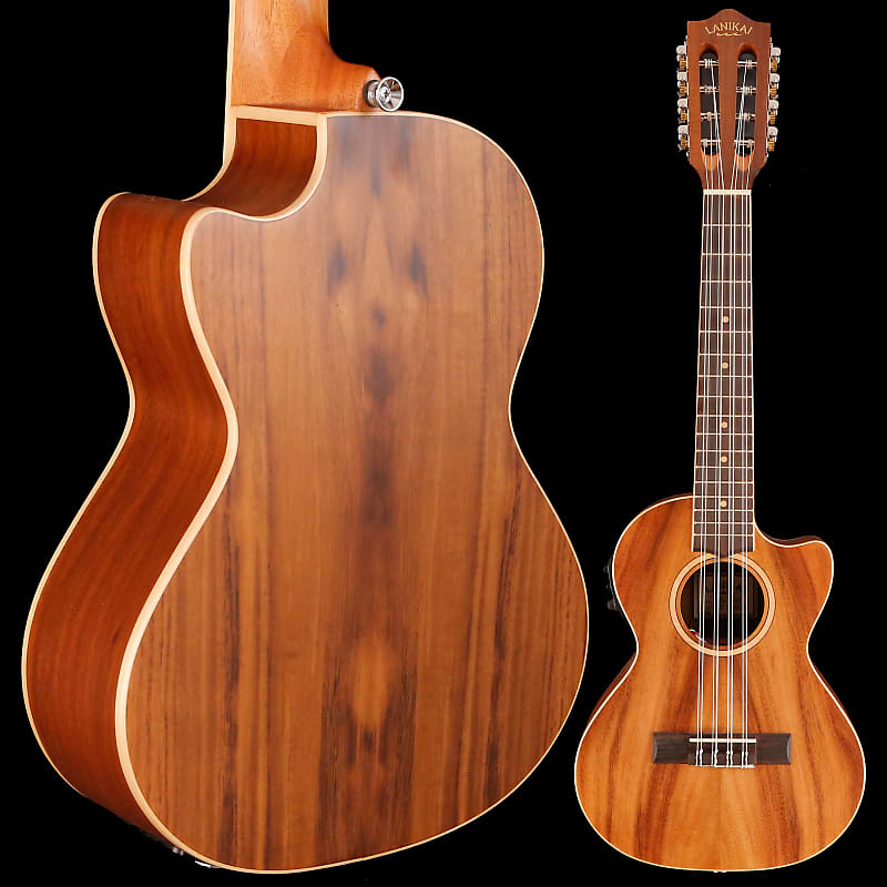 Lanikai Solid Acacia Top 8-String Cutaway Tenor Ukulele w/ | Reverb