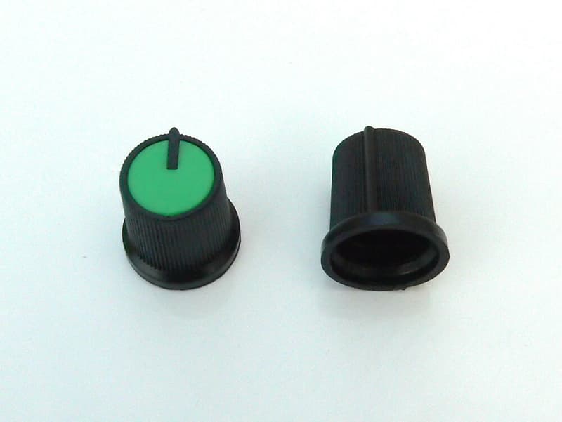 Two Black / Green pointer knobs for mixer, guitar pedal | Reverb UK
