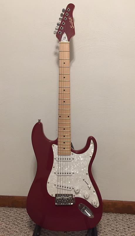 Sawtooth Stratocaster Candy Apple Red / White strat style | Reverb