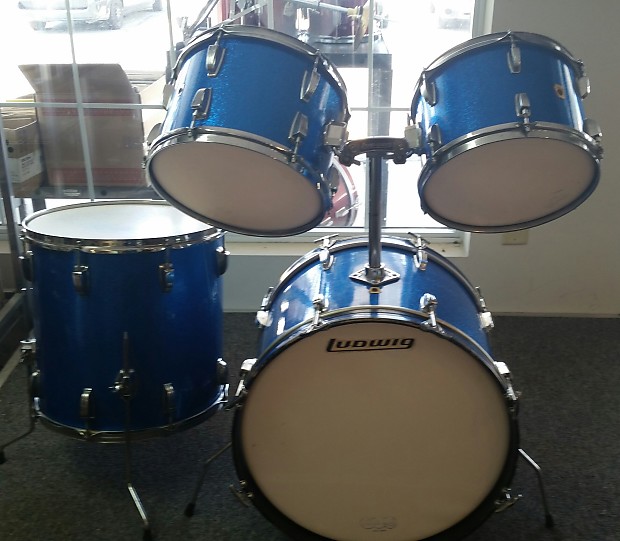 Vintage Ludwig Hollywood 1969 Blue Sparkle Shell Kit USA | Reverb
