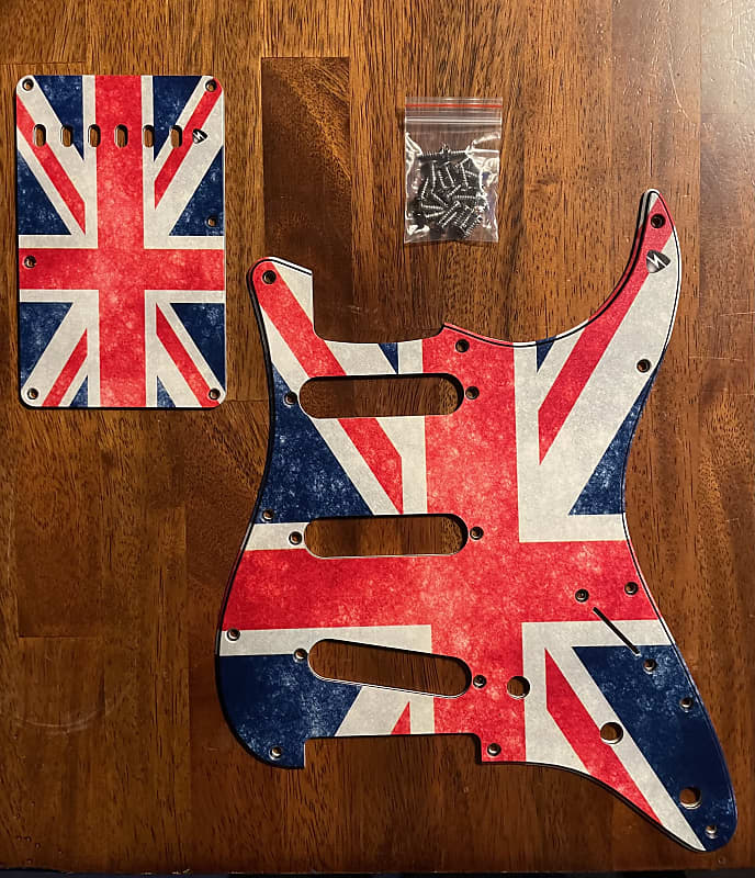 Stratocaster Custom Pickguard and Back Plate - British Union | Reverb