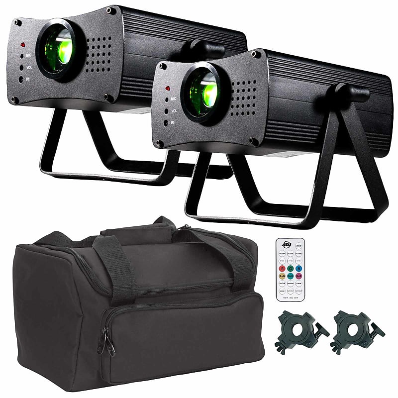(2) ADJ Ani-Motion Red & Green Lasers with Clamps & Case | Reverb