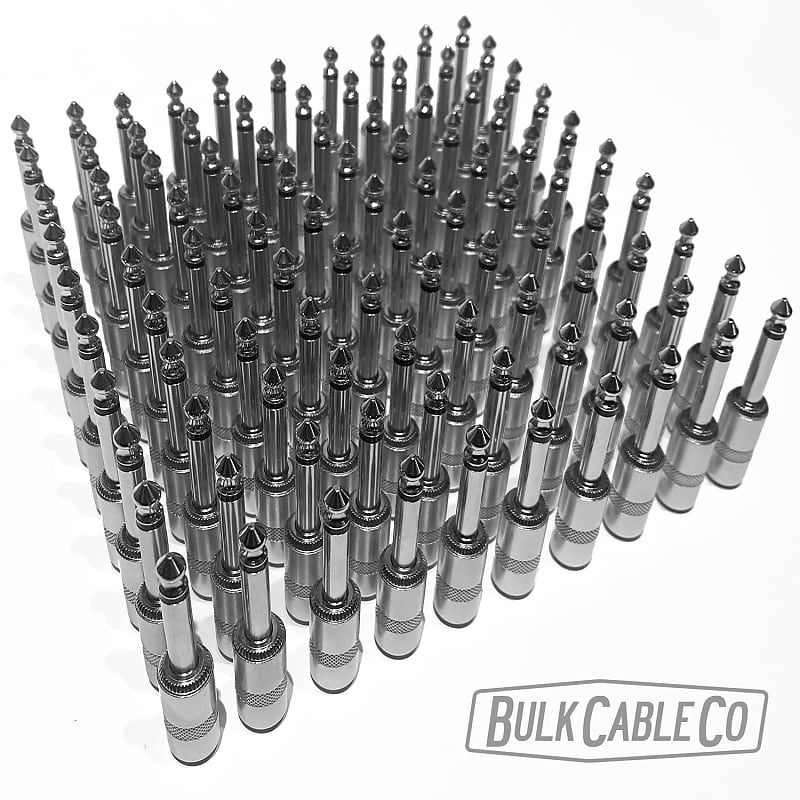 100 Pack - BulkCableCo 1/4" Straight Short Body Connectors - | Reverb