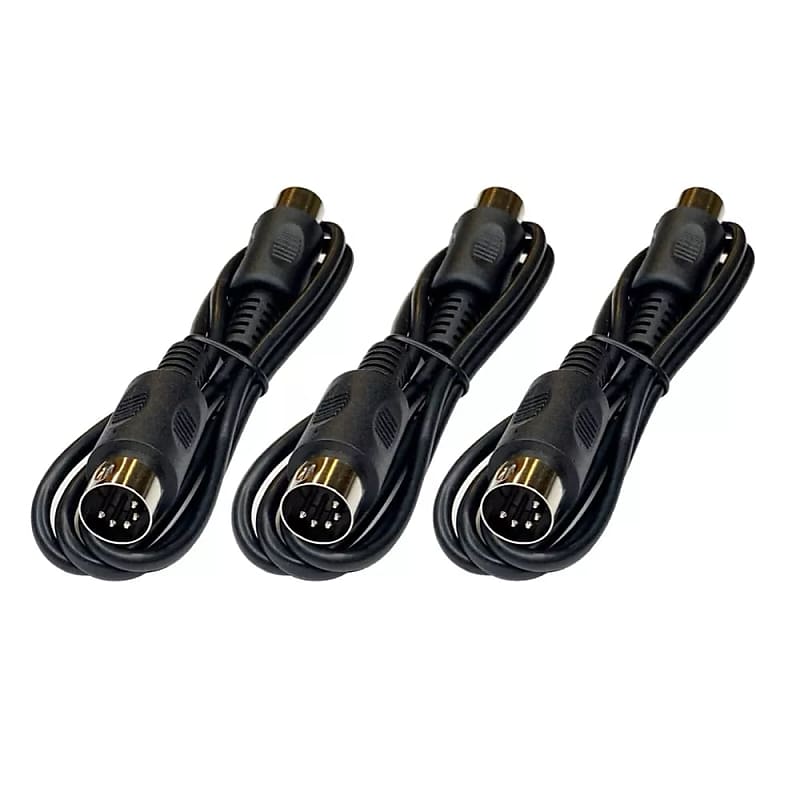 3 Pack MIDI Cables 3 ft Male to Male 5 Pin DIN Plugs | Reverb