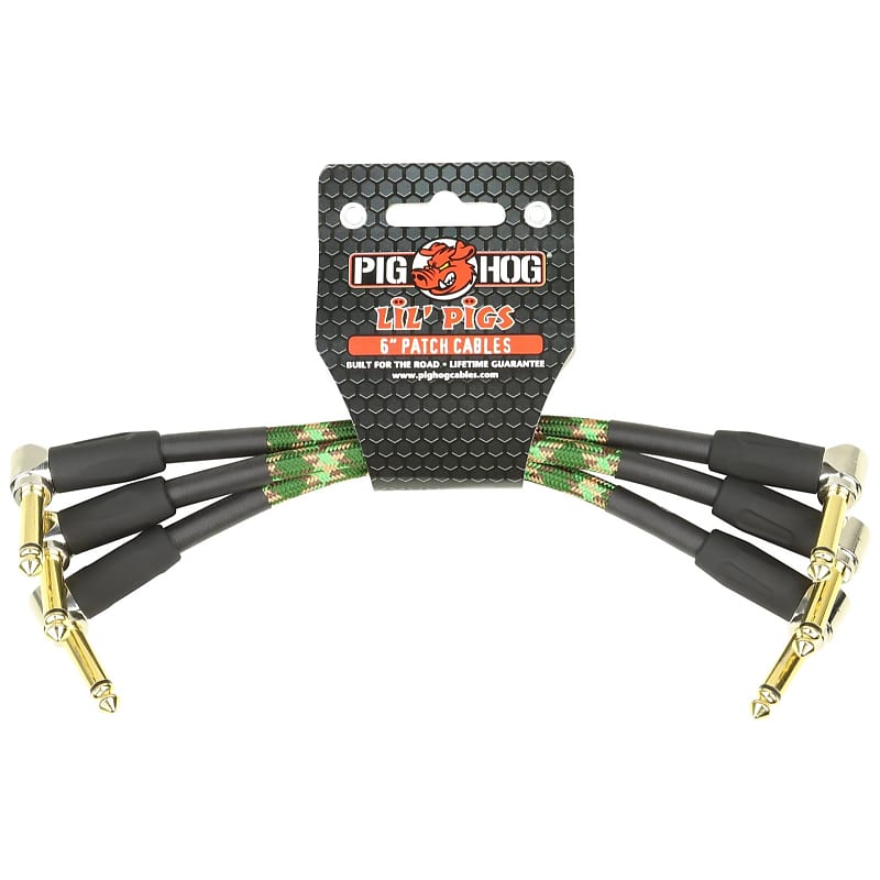 Pig Hog Lil Pigs 6 inch 3-Pack Patch Cables - Camouflage | Reverb