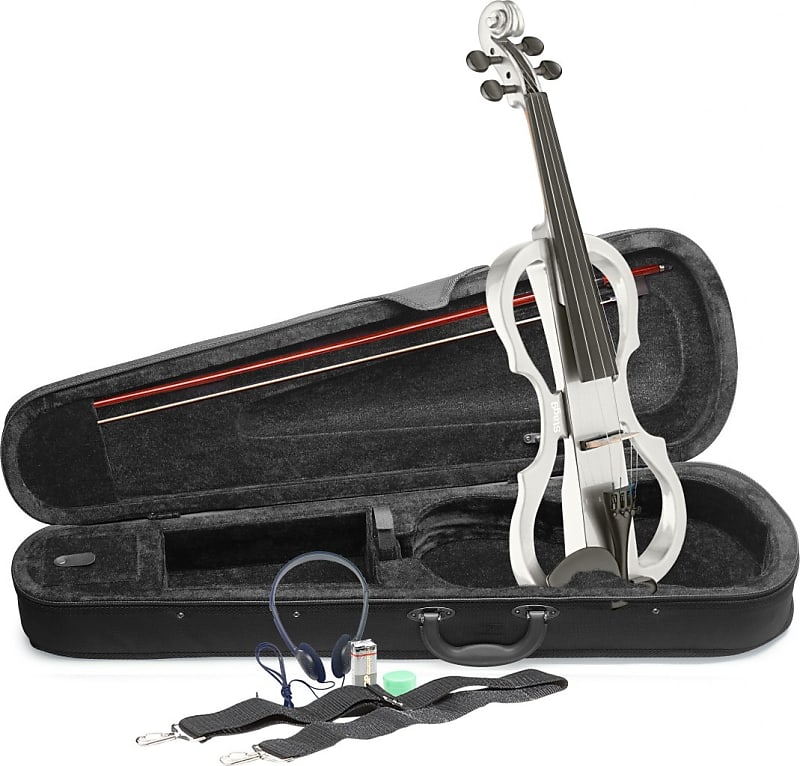 4/4 electric violin set with white electric violin, soft case | Reverb
