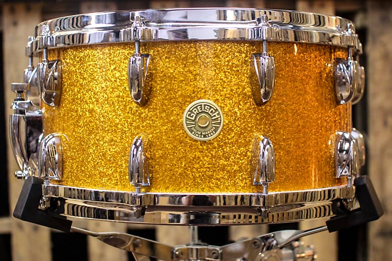 Gretsch USA Custom 7x14 Snare Drum, Gold Sparkle Nitron | Reverb