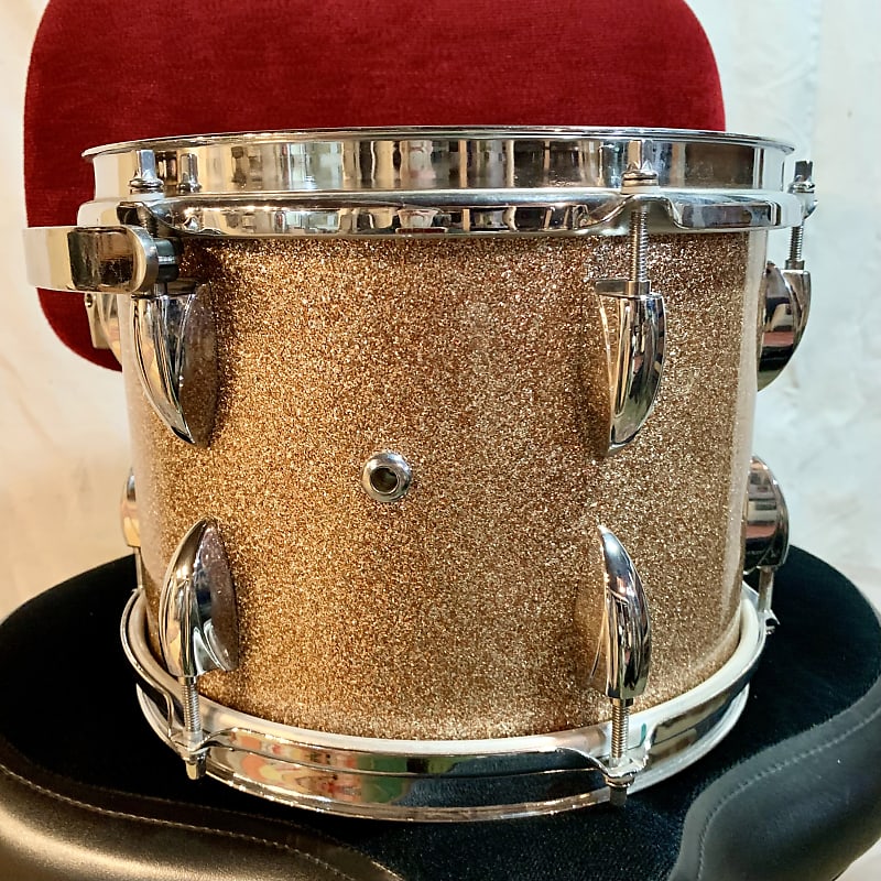 Gretsch (style) 10” tom Champagne Sparkle with Gauger RIMS | Reverb