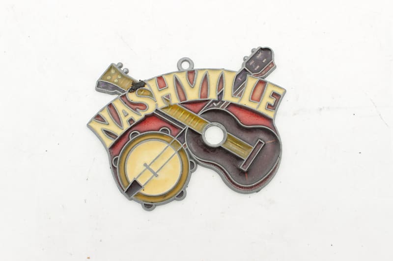 Vintage Nashville Stained Glass Ornament - guitar / Banjo | Reverb