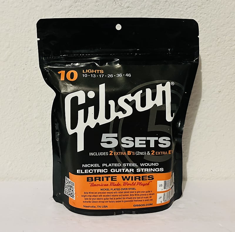 Gibson Electric Guitar Strings 5-Pack .010 Gauge 10s | Reverb