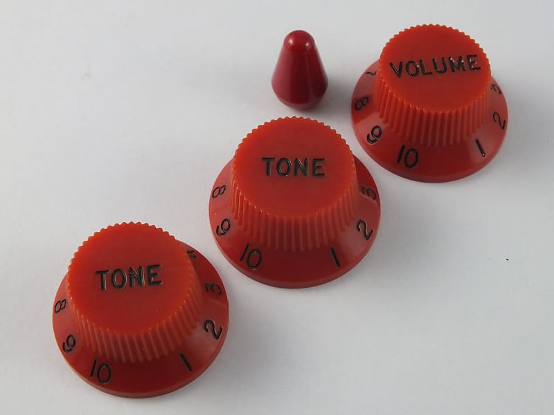 Red Knobs for USA Fender Stratocaster 1 Volume 2 Tone 24 | Reverb