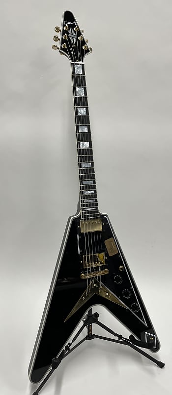 Gibson 2015 Custom Shop Flying V Custom Ebony | Reverb