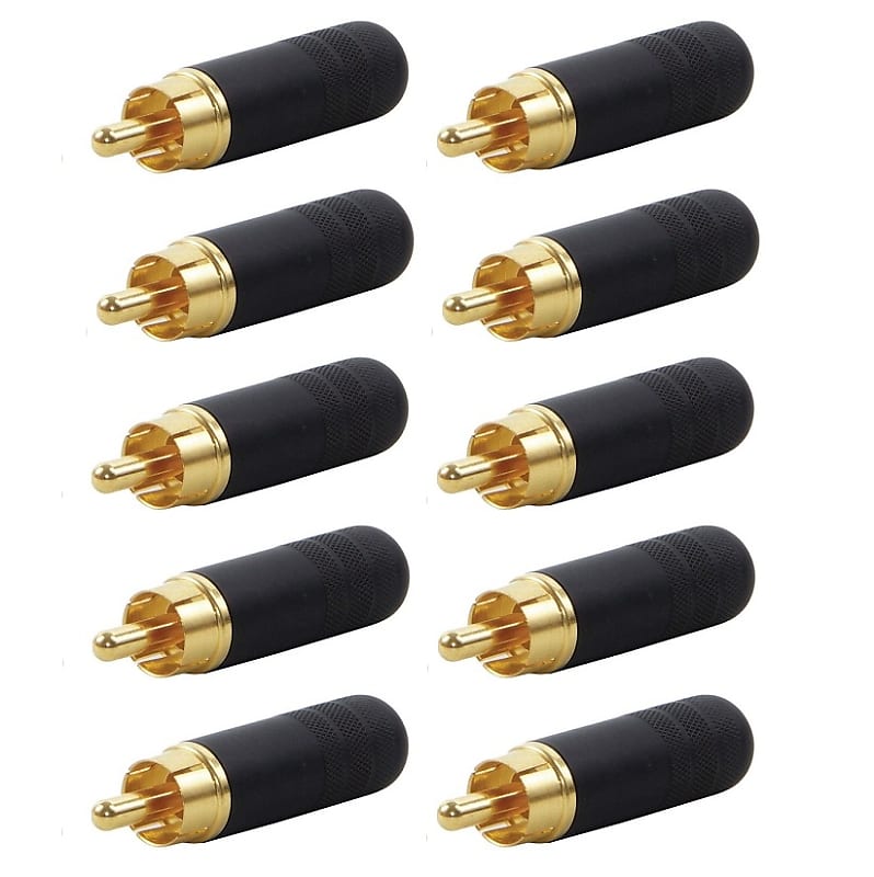 (10 Pack) Switchcraft 3502ABAU Rca Male Cable End Black/Gold | Reverb