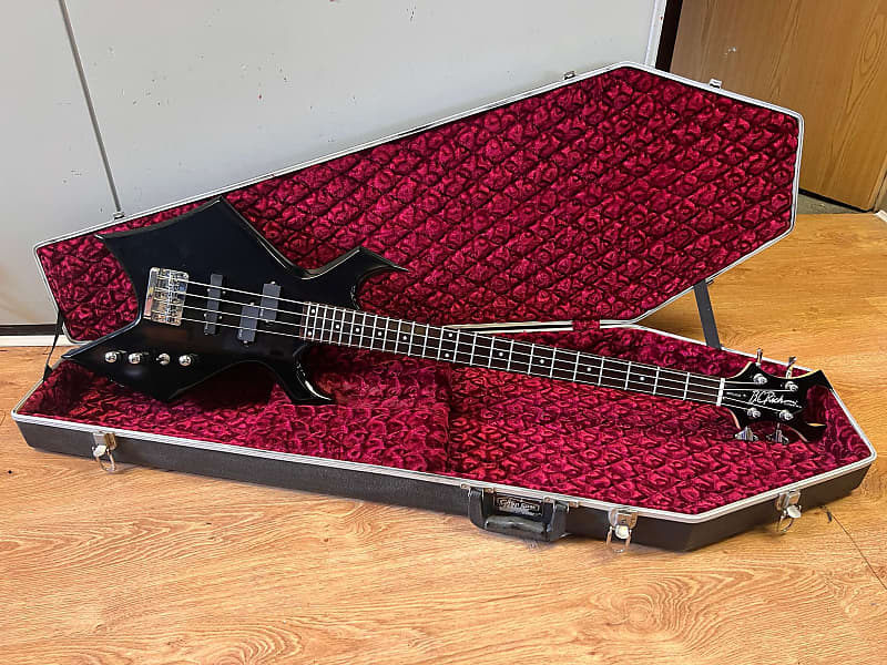 B.C. Rich Platinum Series Warlock Black Bass Guitar w/ Coffin | Reverb