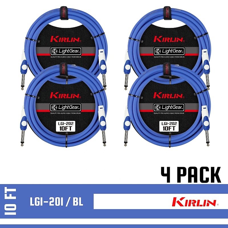 Kirlin 10 FT Guitar LightGear Instrument Cable BLUE ST./SAME | Reverb