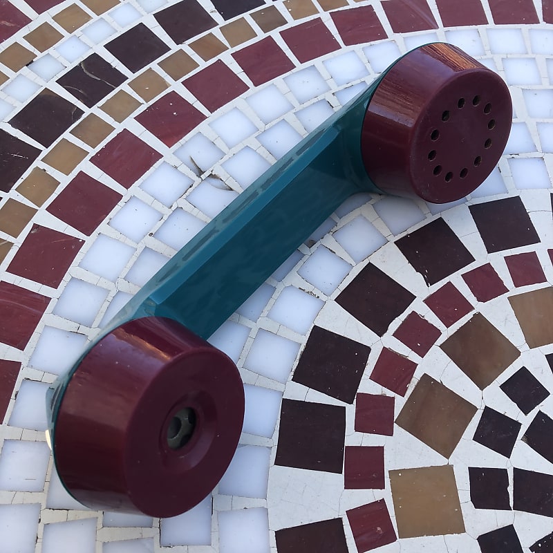 Vintage Maroon/ Teal Russian telephone microphone. Watch | Reverb