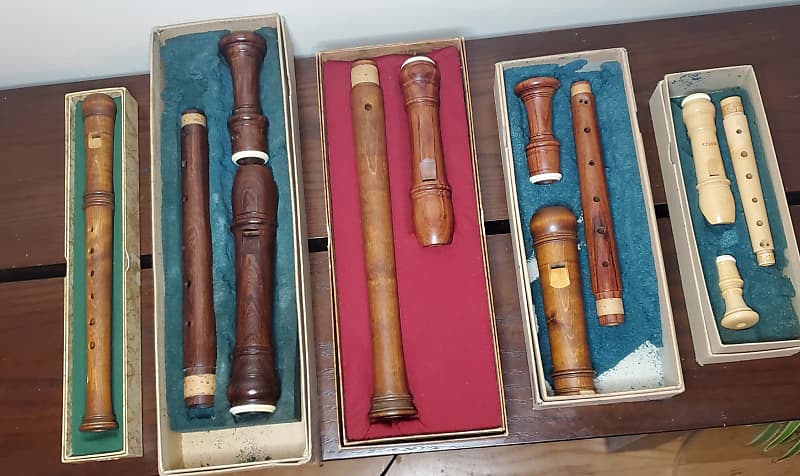 Lot of 5 Vintage 1970's Moeck Recorders Rottenburgh Rosewood | Reverb