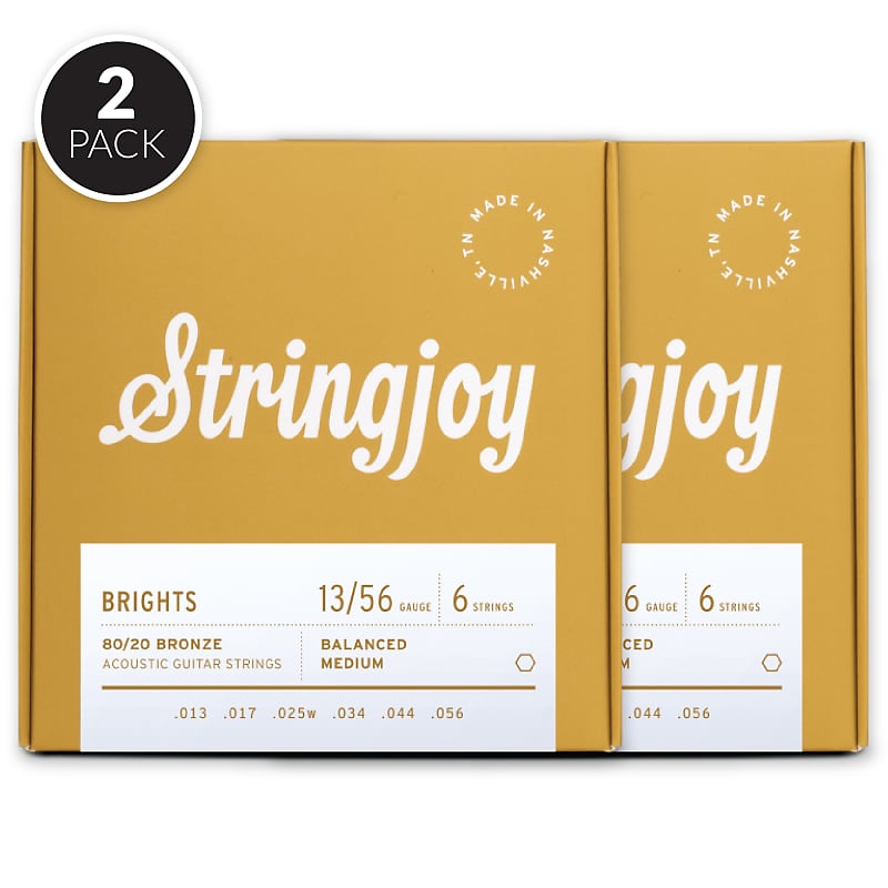 Stringjoy Brights | Medium Gauge (13-56) 80/20 Bronze | Reverb