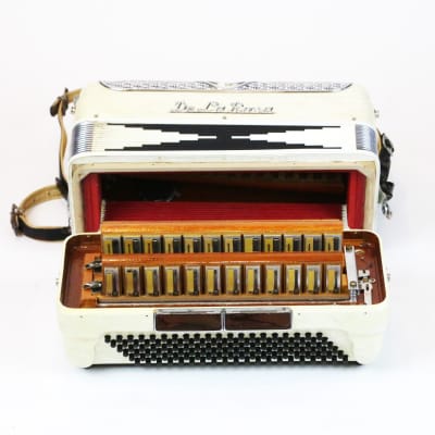 1959 De La Rosa Electric Acoustic Accordion White Pearloid | Reverb