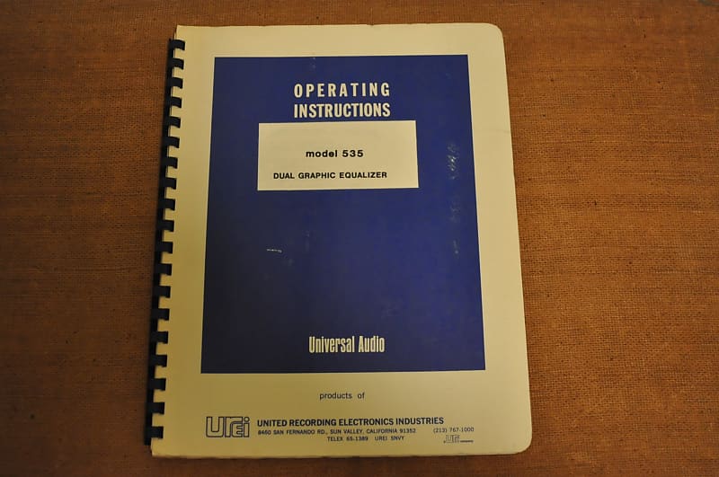 Urei 535 Dual Graphic Equalizer operating instructions manual | Reverb